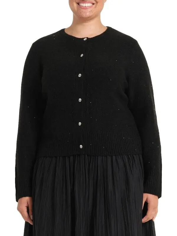 ESTELLE Sequin-embellished Knit Cardigan - Black