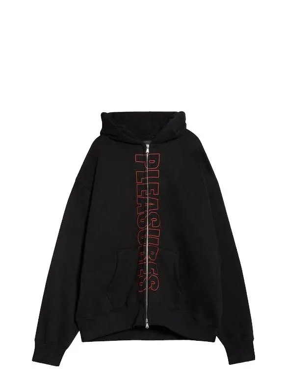 PLEASURES Impact Zip Graphic Hoodie - Black