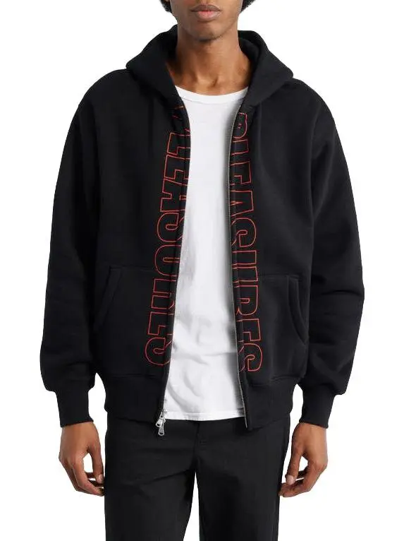 PLEASURES Impact Zip Graphic Hoodie - Black