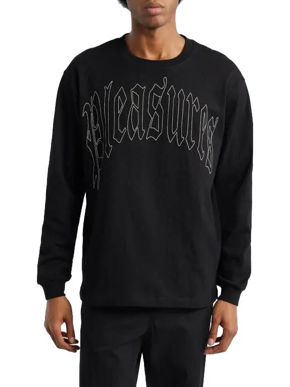 PLEASURES Twitch Embroidered Long Sleeve T-shirt - Black