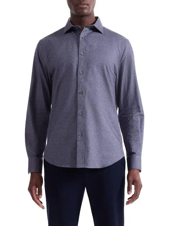Bugatchi Axel Shaped Fit Brushed Mélange Button-up Shirt - Amethyst
