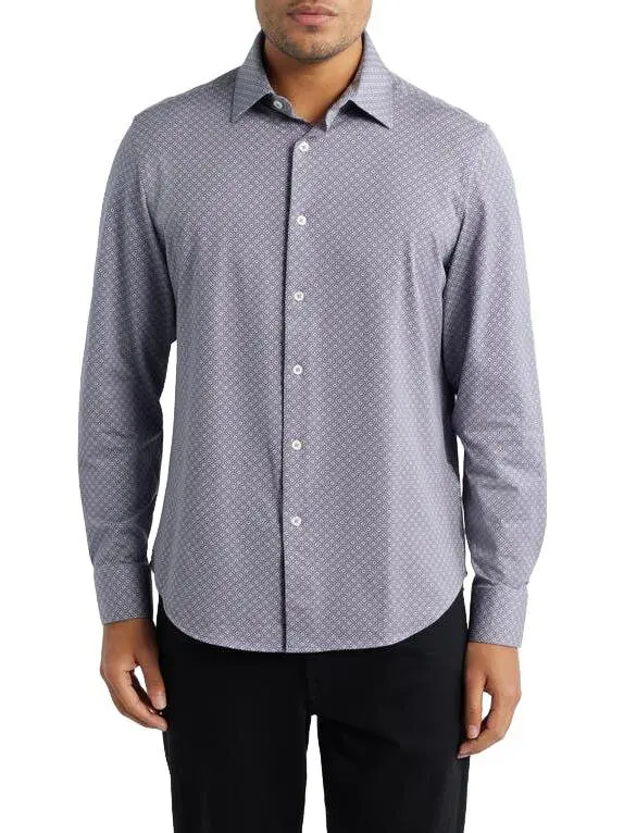 Bugatchi James Ooohcotton® Mosaic Print Twill Button-up Shirt - Eggplant