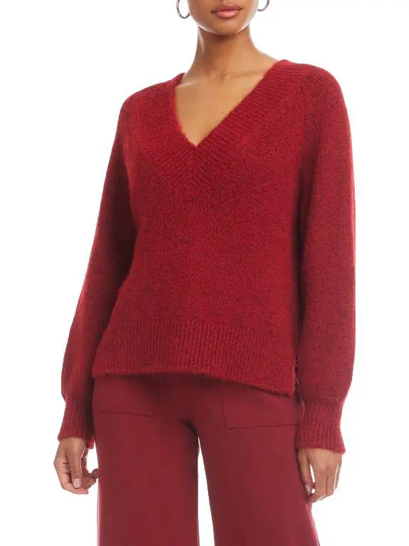 Fifteen Twenty Heather V-neck Sweater - Red
