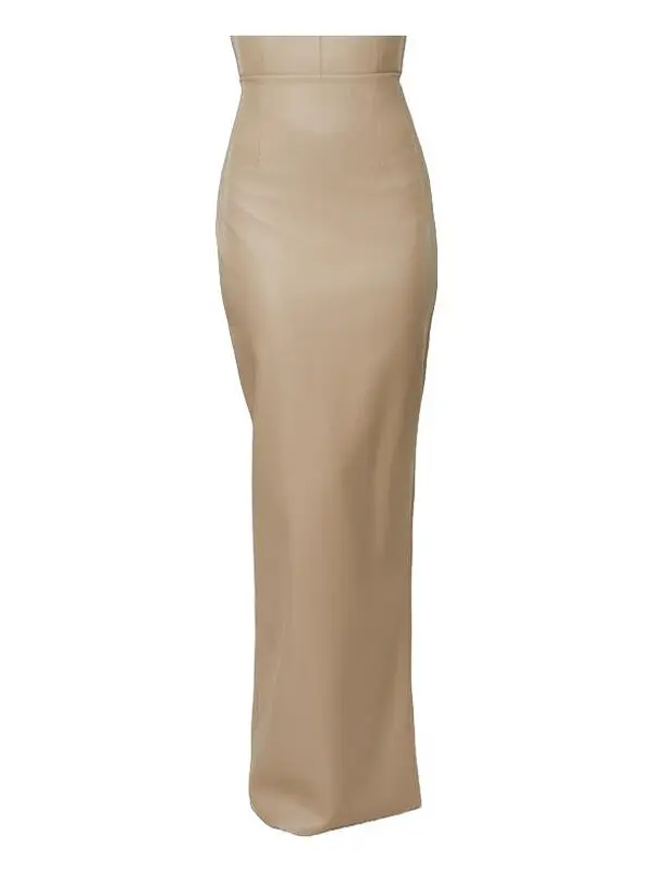 JLUXLABEL Faux Leather Maxi Skirt - Beige