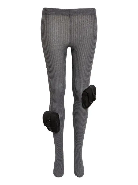 Coperni Wool Rib Cargo Tights - Grey
