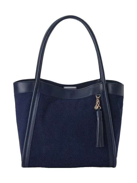 Brahmin Snake Embossed Leather Bailee Tote - Navy Belcanto