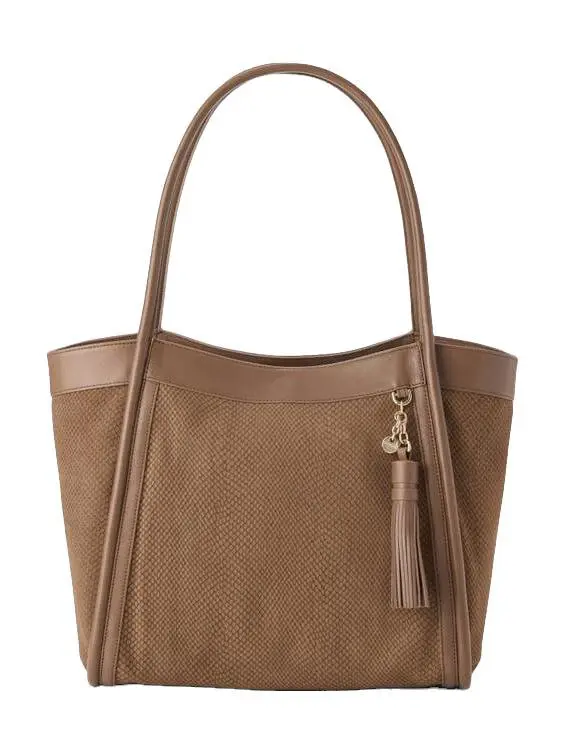 Brahmin Snake Embossed Leather Bailee Tote - Taupe Belcanto