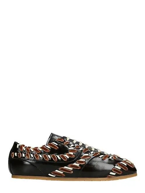 Dries Van Noten Dustin Patent-leather Trainers - Brown/oth