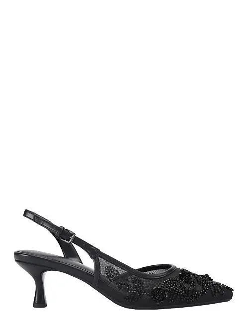 Kurt Geiger Aria Low Beaded Mesh Heeled Courts - Black