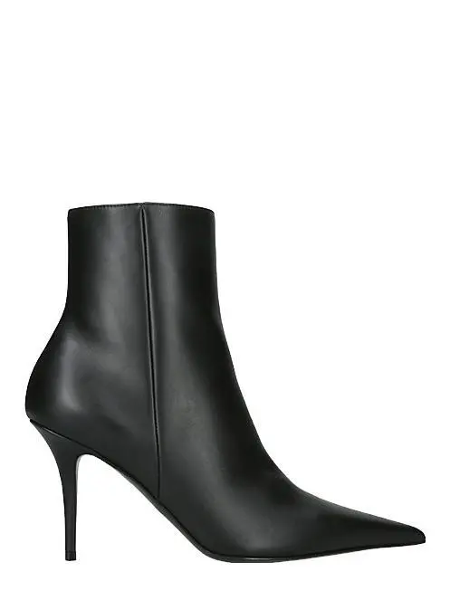 Amina Muaddi Barbara 90 Leather Ankle Boots - Black
