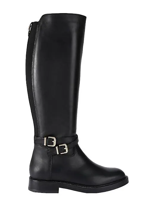 Carvela Posa Leather Knee-high Flat Boots - Black
