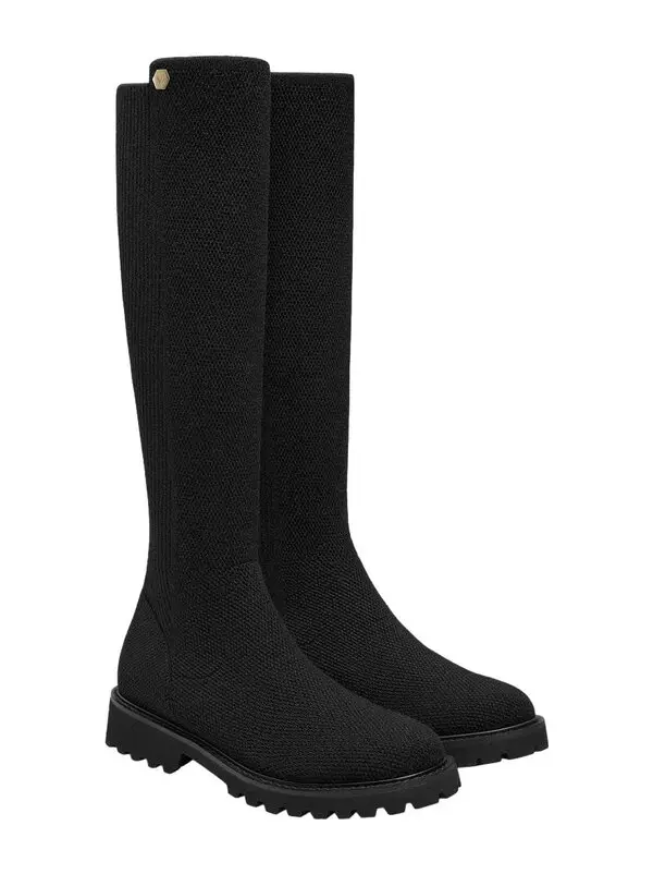 Vivaia Round-toe Stretch Knee-high Boots - Black