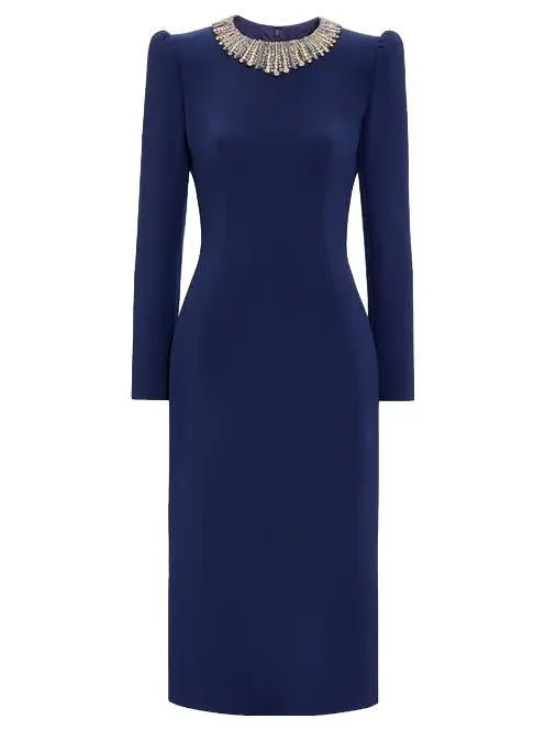 Jenny Packham Cora Long-sleeve Midi Dress - Midnight Kiss