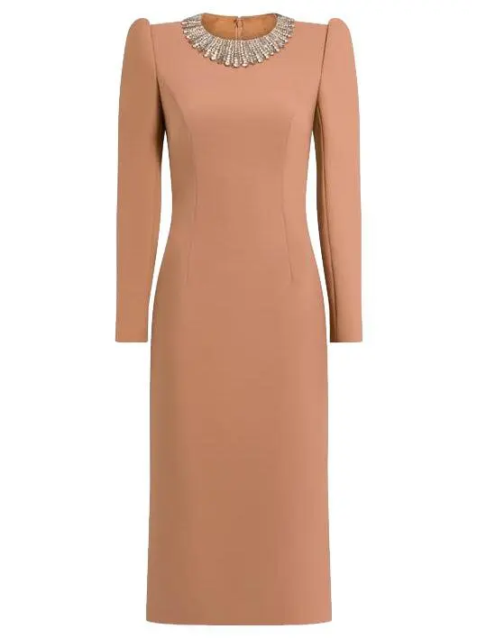 Jenny Packham Cora Long-sleeve Midi Dress - Tawny