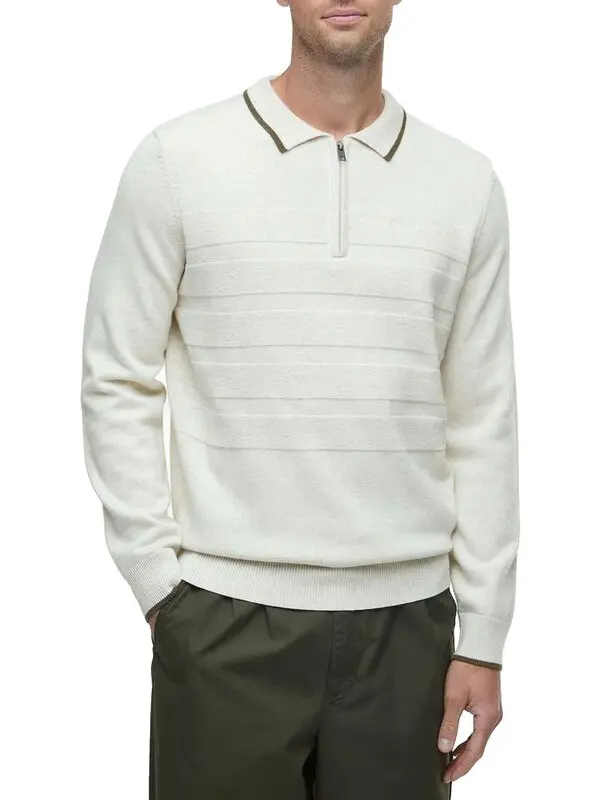 Barbour Fenhill Wool Blend Long Sleeve Polo - Whisper White