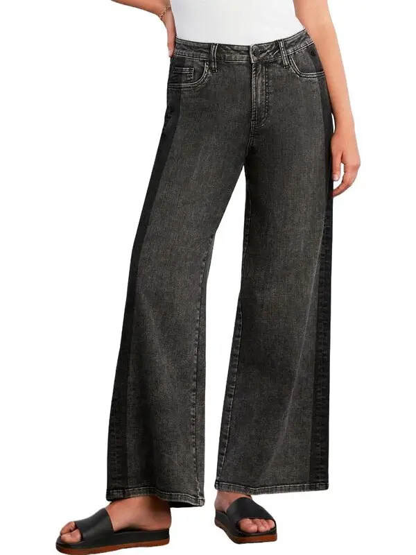 WASH LAB DENIM Relaxed Wide-leg Jeans - 2 Tone Grey