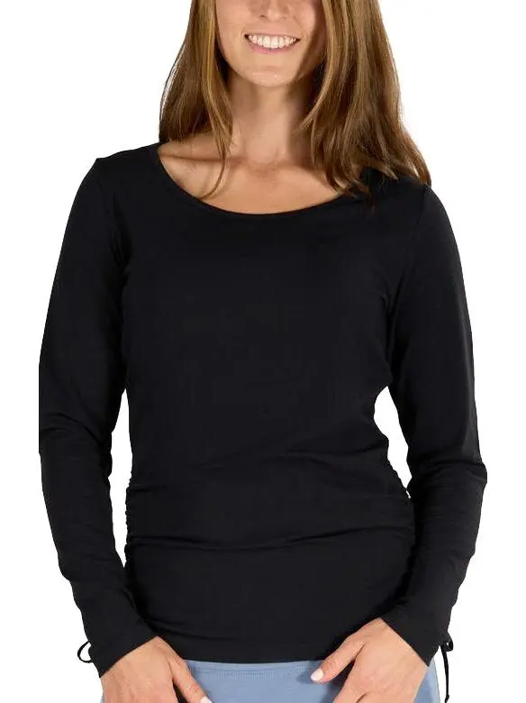 UV SKINZ Long Sleeve Ruched Tee - Black