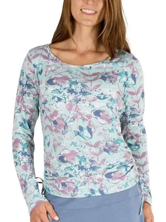 UV SKINZ Long Sleeve Ruched Tee - Dusk Flora