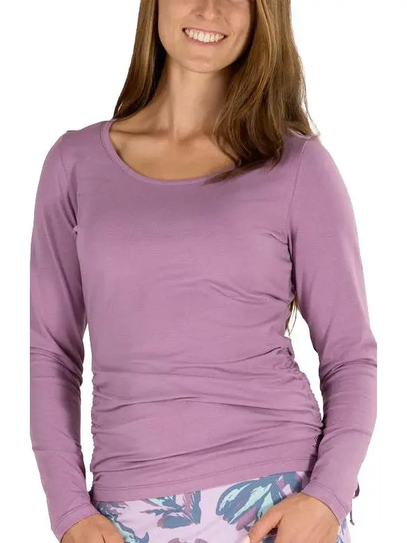 UV SKINZ Long Sleeve Ruched Tee - Grape