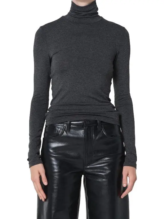AGOLDE Pascale Turtleneck Top - Charcoal Heather