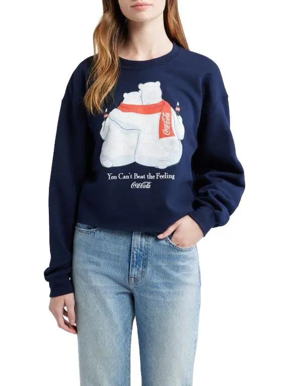 Junk Food Graphic Cropped Sweatshirt - Navy