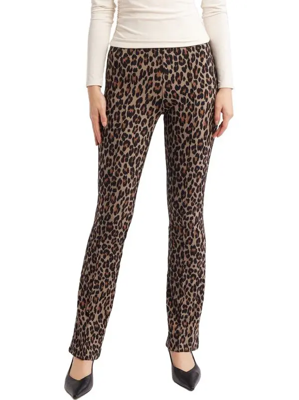 Spanx Leopard Print Slim Ponte Pants - Brown