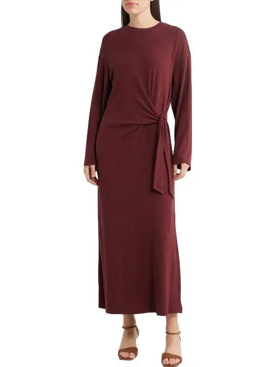 FRNCH Valeriane Long Sleeve Side Tie Dress - Bordeaux