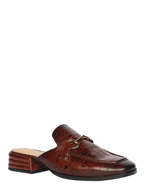SAINT G Savannah Croc Embossed Mule - Chocolate