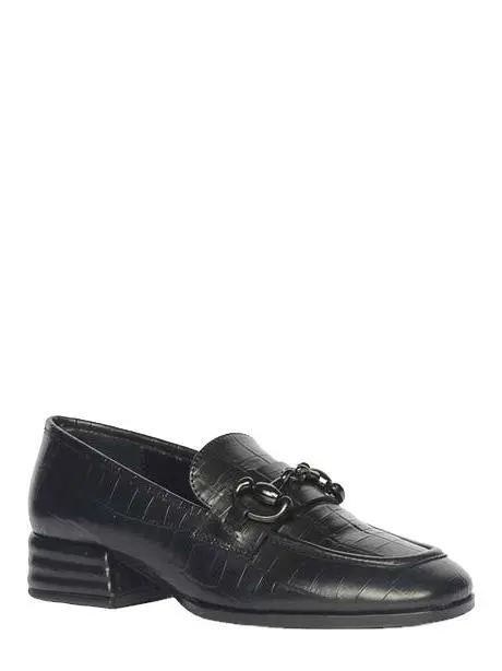 SAINT G Jacqueline Croc Embossed Loafer - Black
