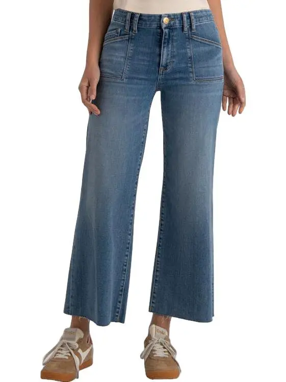 Kut From The Kloth High-waist Wide Leg Ankle Jeans With Raw Hem - Earn