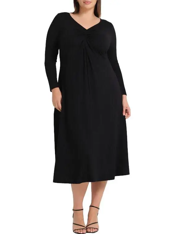 ESTELLE Equinox Long Sleeve A-line Dress - Black