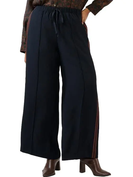 ESTELLE Wide Leg Pants - Navy/chocolate