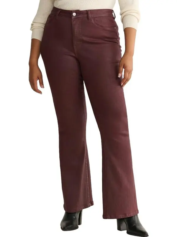 Warp + Weft Nao Coated High-waist Bootcut Jeans - Coated Oxblood