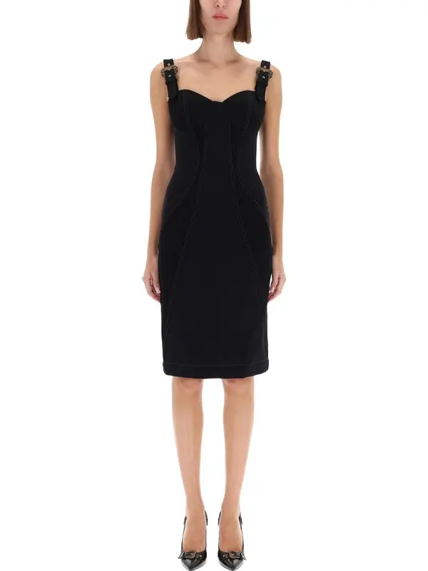 Versace Baroque Buckled Dress - Black