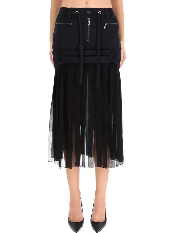 Dolce & Gabbana Silk Midi Skirt - Black