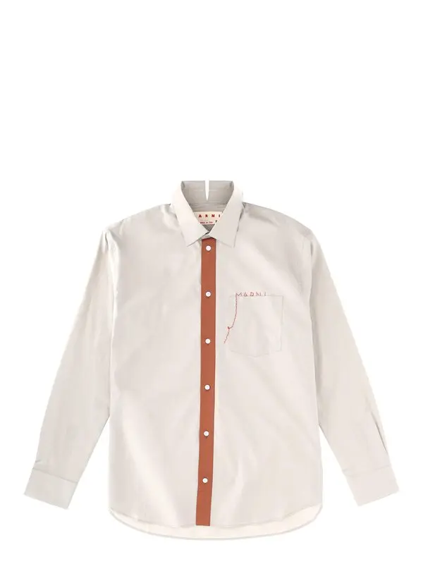 Marni Shirt With Embroidered Logo - Grey