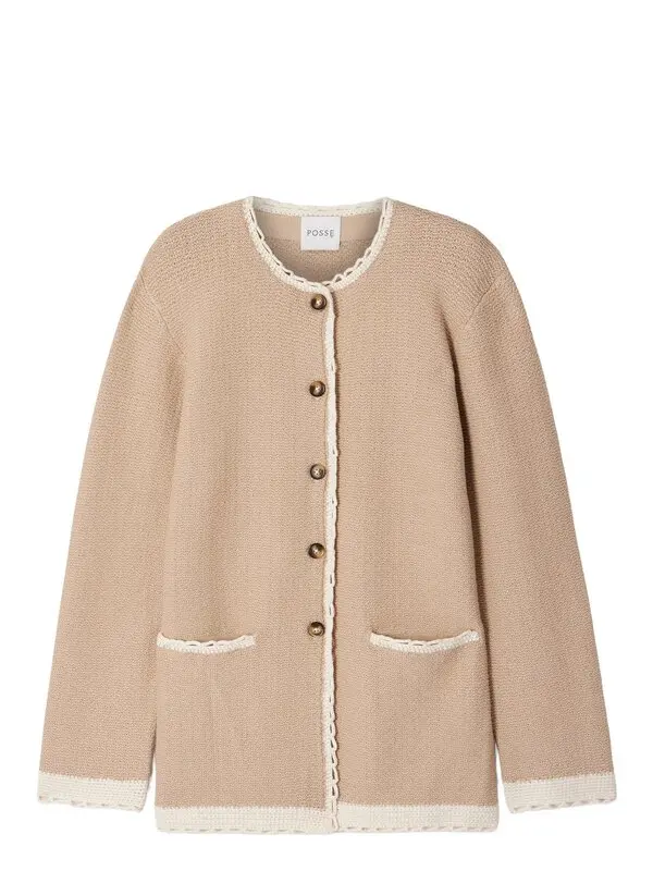 Posse Willow Crochet-trimmed Knitted Cardigan - Brown