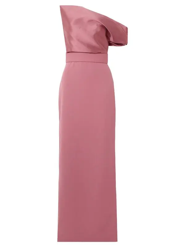 Solace London Magda Off-the-shoulder Belted Gown - Pink