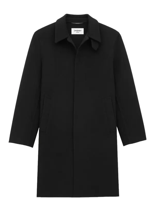 Saint Laurent Double Face Wool Coat - Black