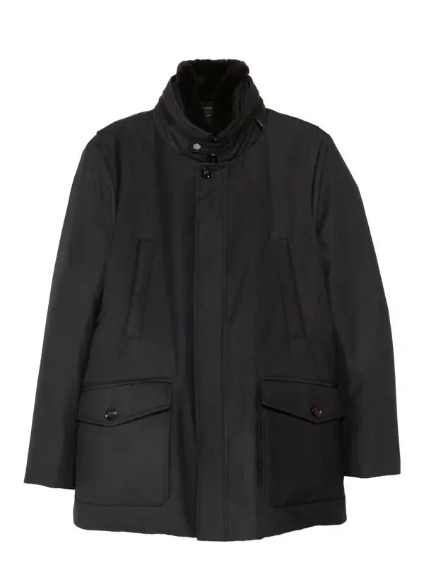 MOORER Fur Collar Pocket Jacket - Grey