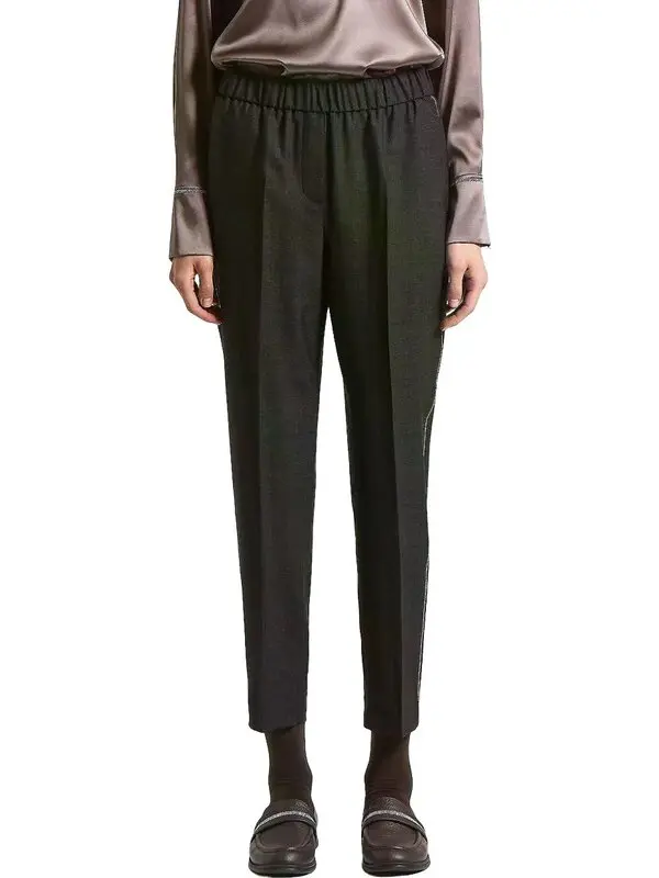 Peserico Elastic-waistband Check Trousers - Brown