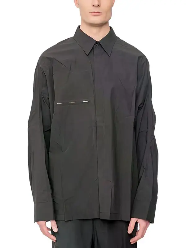 JOE CHIA Zip-pocket Long-sleeve Shirt - Grey