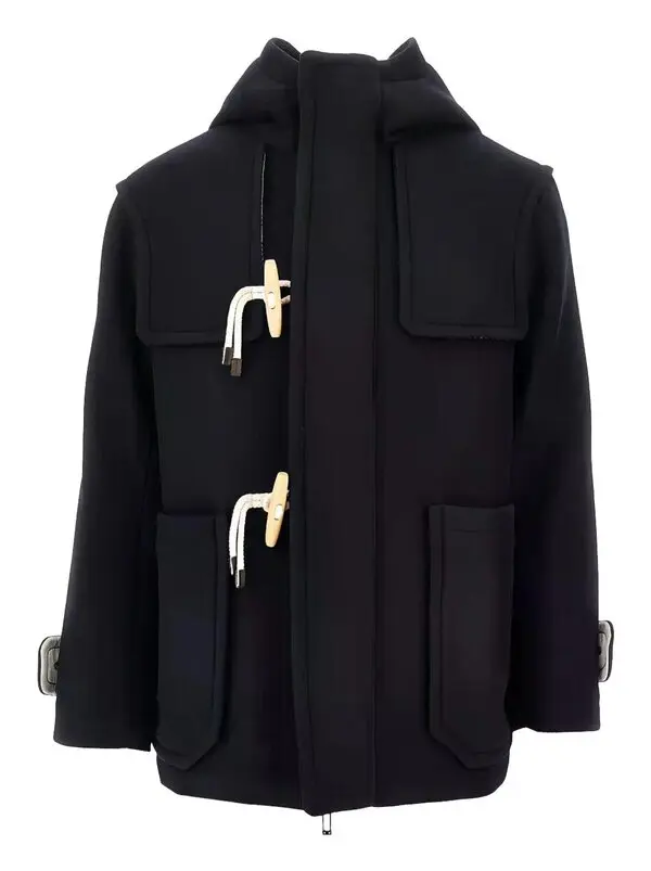 Emporio Armani Wool Duffle Coat With Hood - Blue