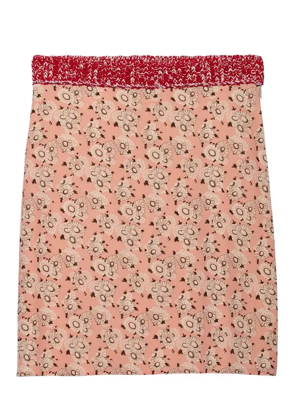 Prada Stretch-silk Georgette Floral Mini Skirt - Pink