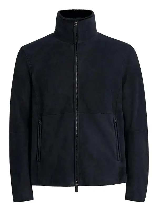 Emporio Armani Suede Funnel-neck Sweatshirt - Blue