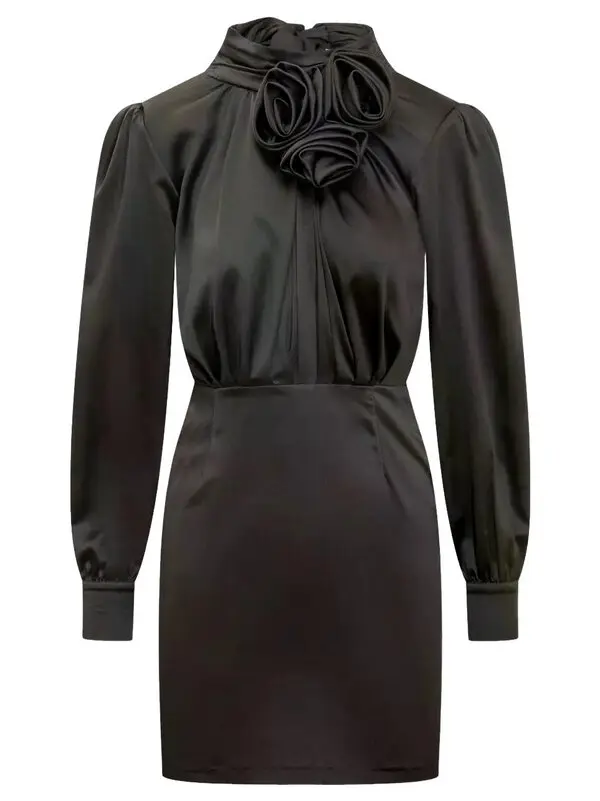 ACTUALEE Rose-detail High-neck Dress - Black