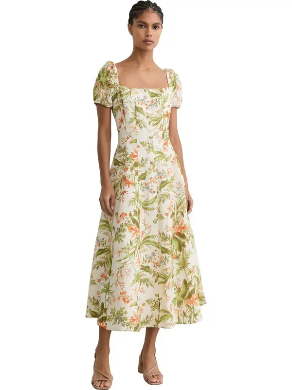 Paige Lindi Floral Dress - Cream Print