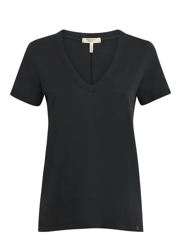 Rag & Bone Pima Cotton Slub V-neck T-shirt - Black