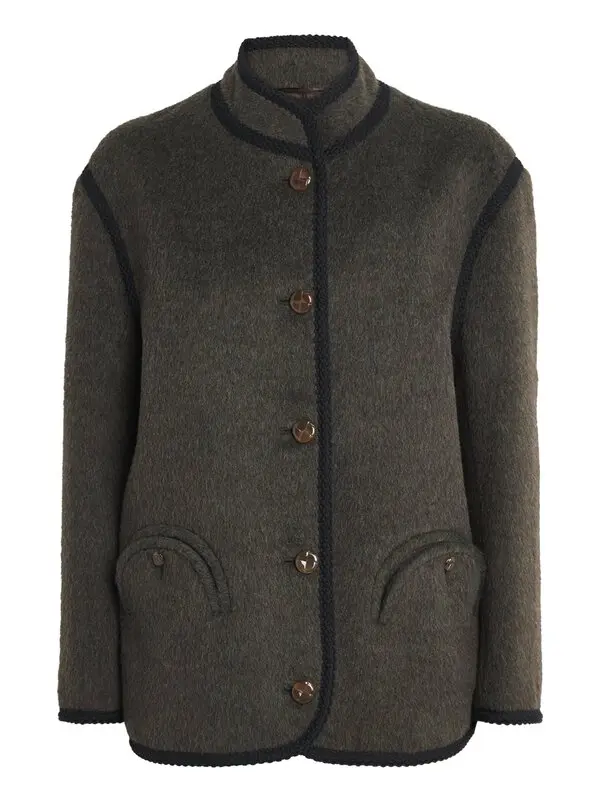 BLAZÉ MILANO Mohair-wool Blend Curly Jacket - Green