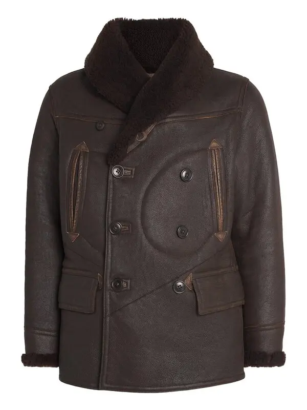 Ralph Lauren Leather-shearling Aviator Coat - Brown